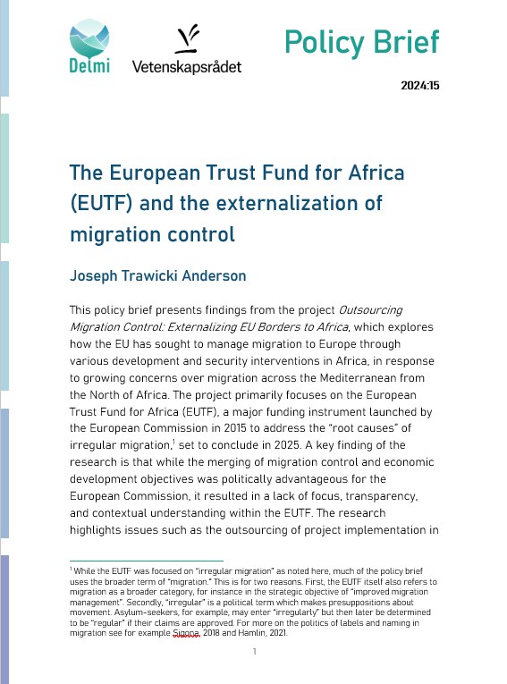 EUTF och externalisering av migrationskontroll - Delmi